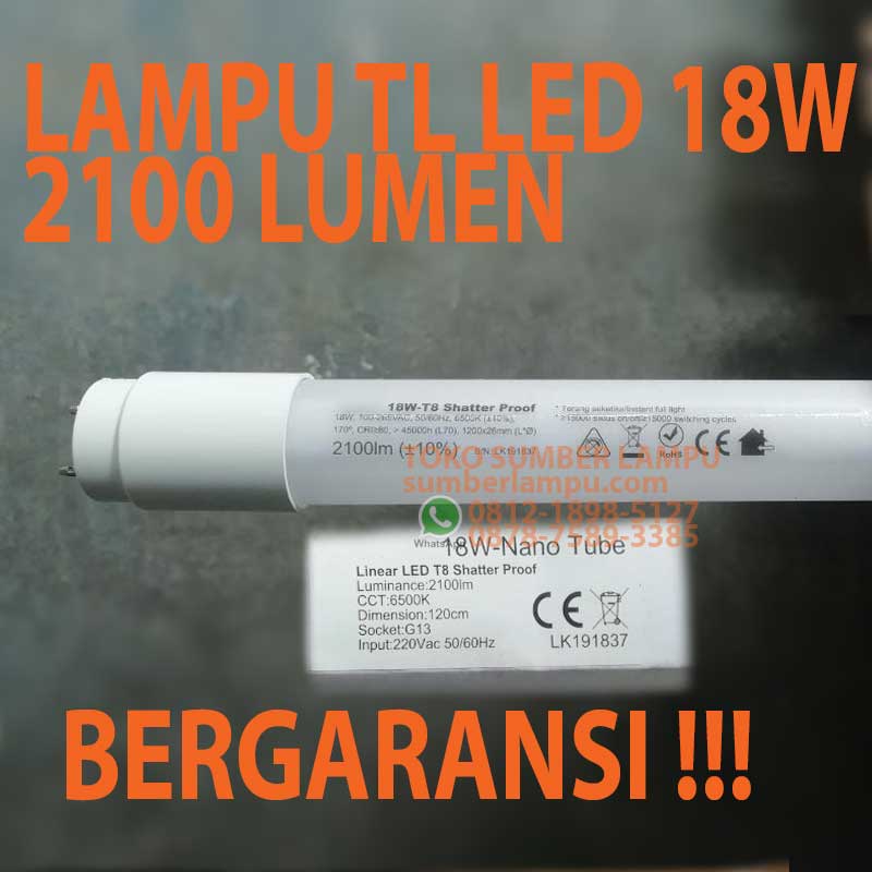 Jual Lampu TL LED 2100lm 18 watt Soket G13 | sumberlampu.com